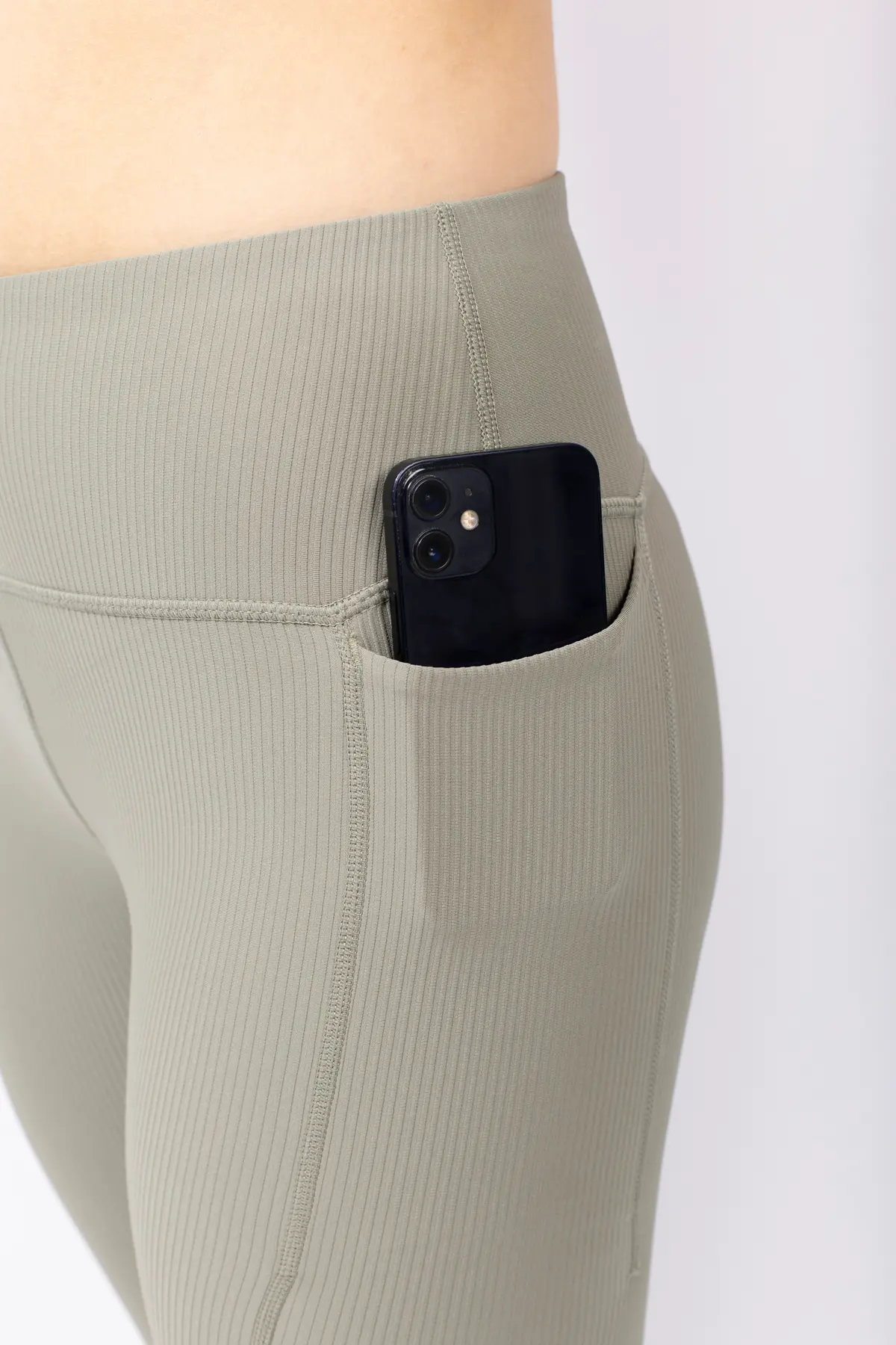 Pocket Rib 3/4 Tights - Faded Oak