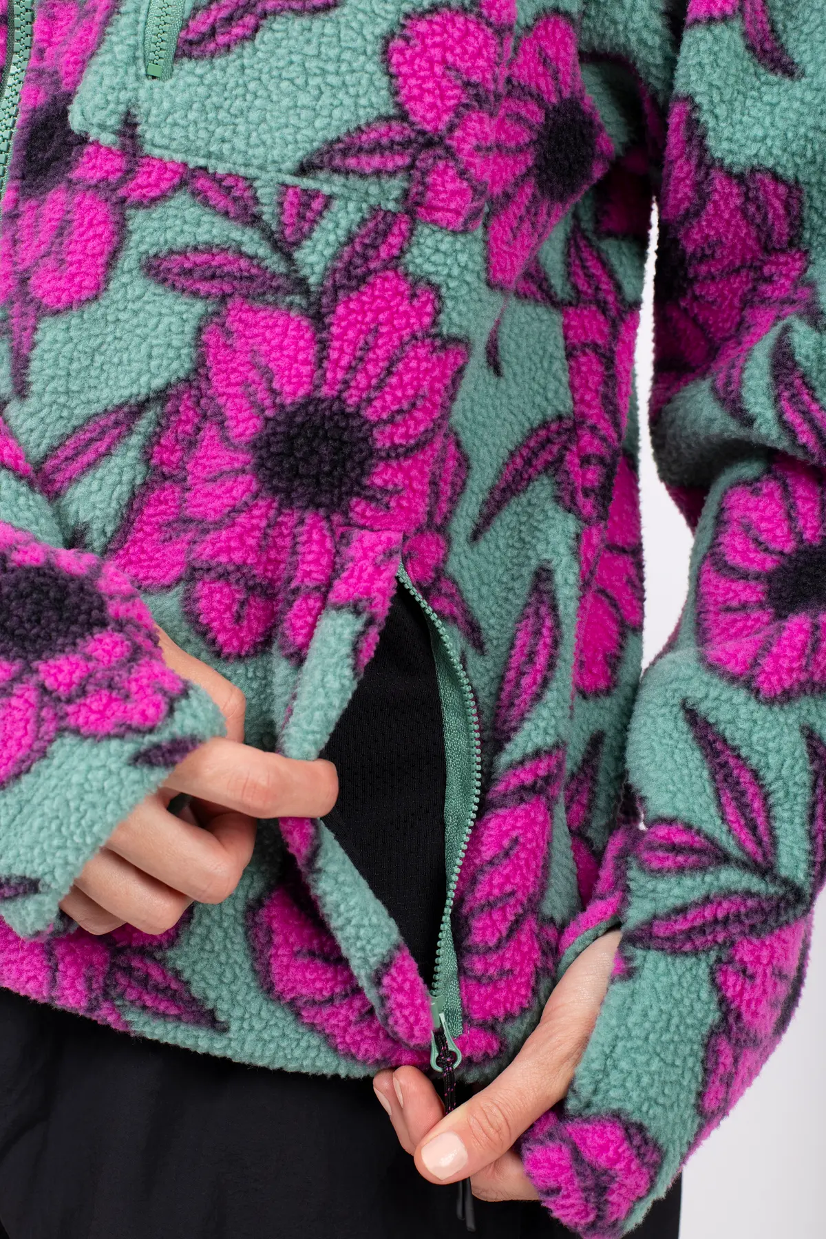 Versa Sherpa Jacket - Turquoise Flower