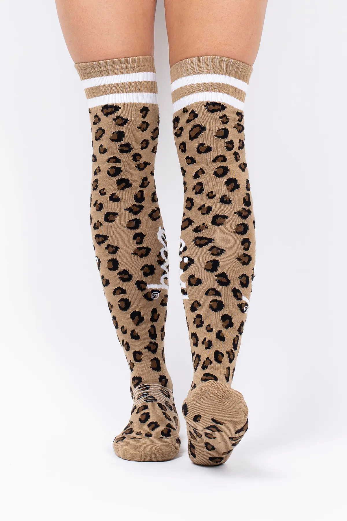 Cheerleader Over Knee Wool Socks - Leopard