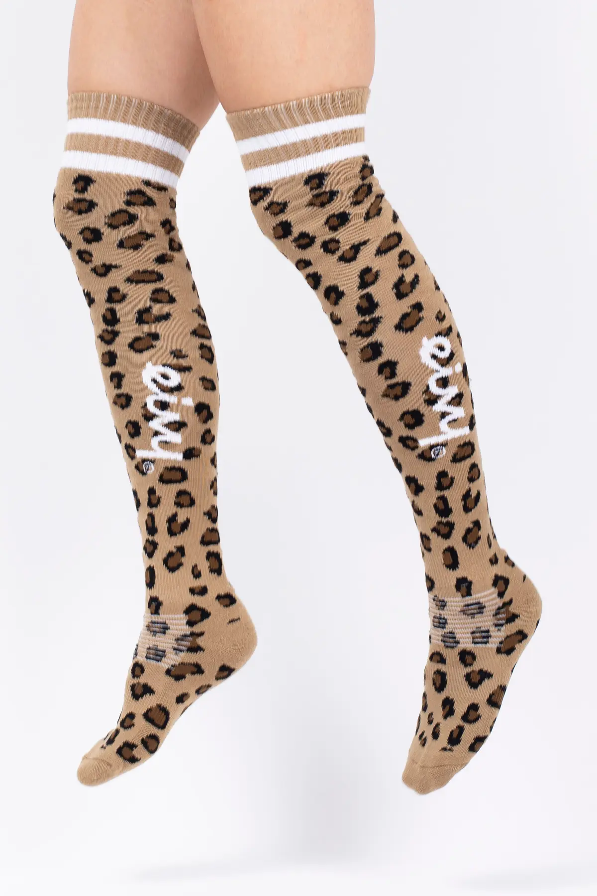 Cheerleader Over Knee Wool Socks - Leopard